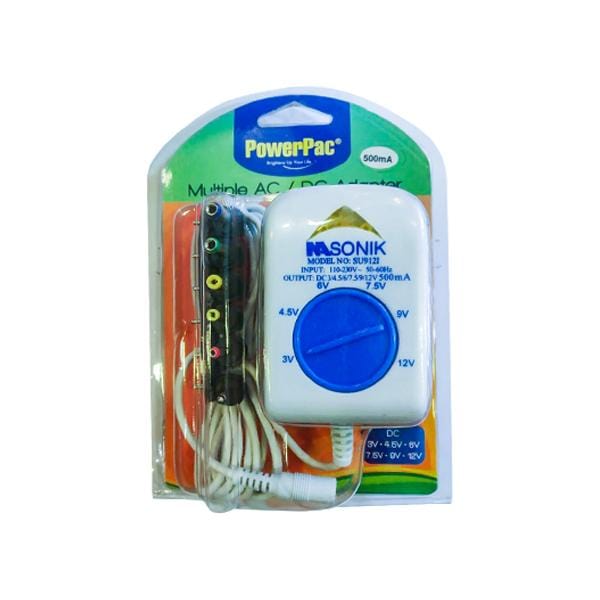 POWERPAC PP912 MULTIPLE AC/DC ADAPTOR 500MA – PowerPac-kh